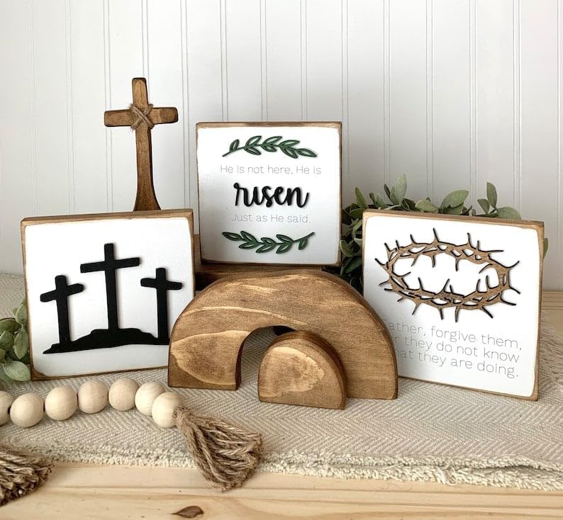 2024 New Empty Tomb Easter Decor Easter Resurrection Scene and Cross ...