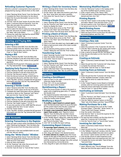 QuickBooks Pro 2016 Quick Reference Training Card - Laminated Tutorial ...
