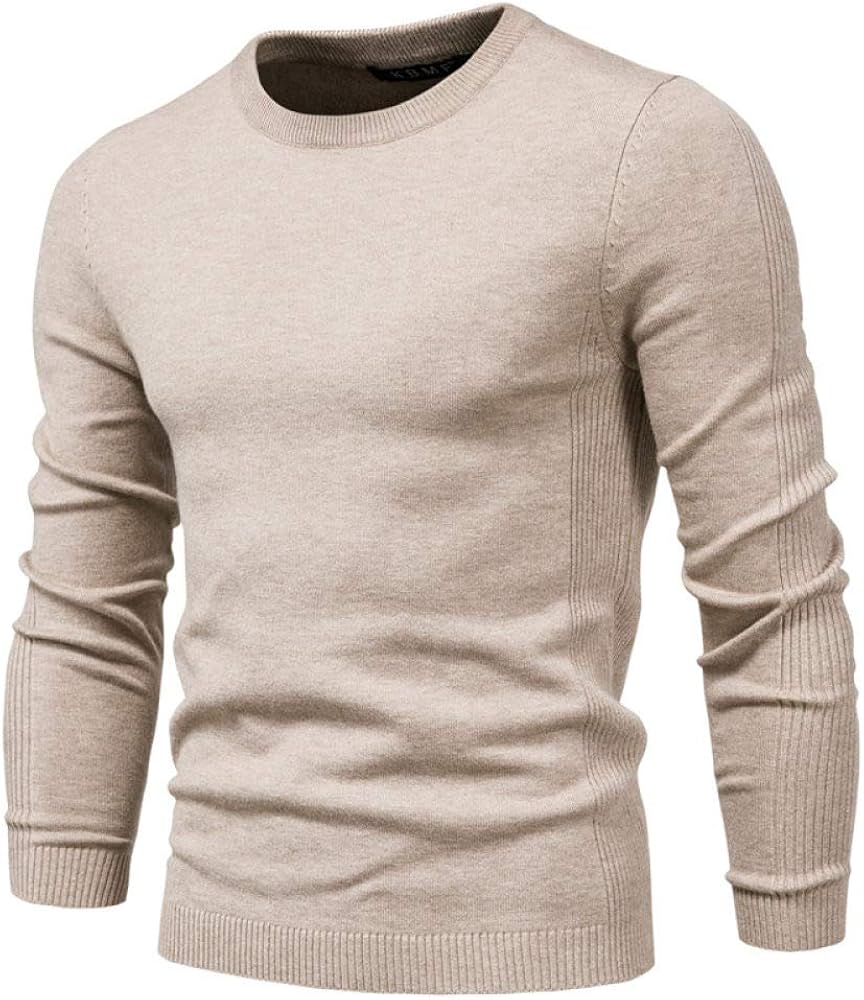 Otoño Color sólido Caqui Casual Suéter de algodón sólido Jerseys ...