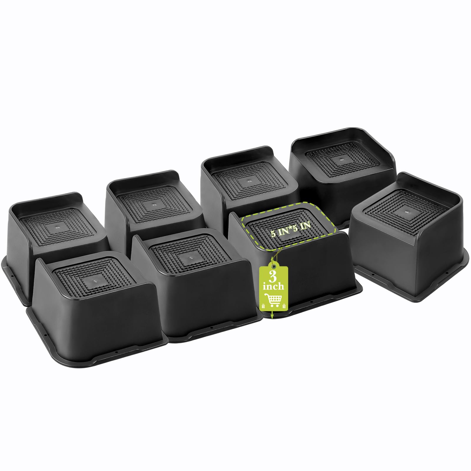 Yookwutar Bed Risers 2 inch, 3 inch, 4 inch, 6 inch, 8 inch Heavy Duty ...