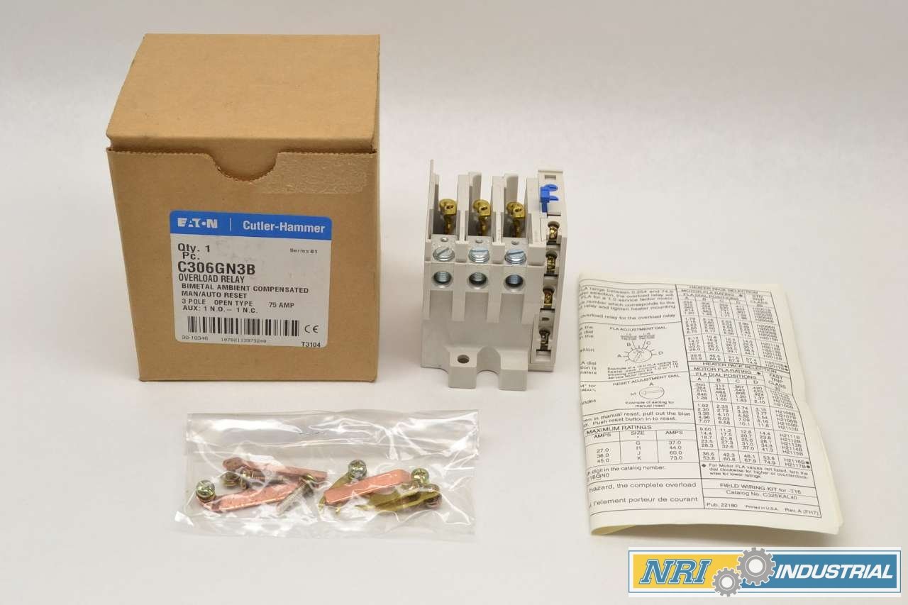 NEW CUTLER HAMMER C306GN3B SER B1 75A AMP OVERLOAD RELAY B482872 ...