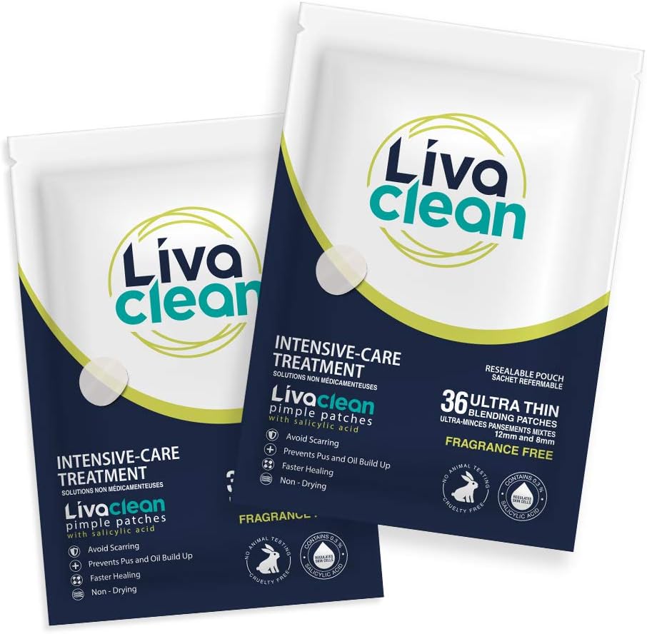 72 Count (2-Packs of 36) LivaClean Salicylic Acid Pimple Patch, Acne Absorbing Spot Treatment ...