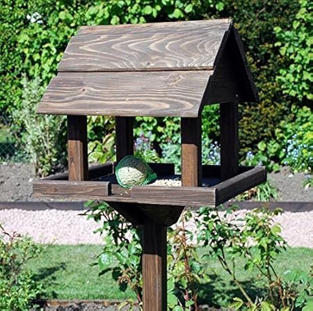garden mile® Traditional Premium Wooden Bird Table Garden Birdhouse ...