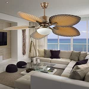 Amazon.com: Tropical Palm Ceiling Fan, Five Palm Leaf Blades With LED ...