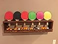 MyGift Rustic Wood Wall-Mounted Ping Pong Paddle Display Rack with Ball ...