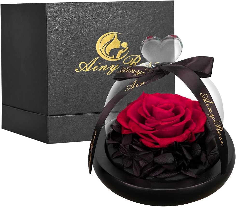 Amazon.com: Red Rose -Preserved Real Rose in Glass Dome Gift Eternal ...