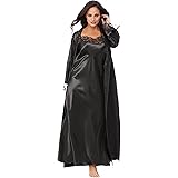 Amoureuse Women's Plus Size The Luxe Satin Short Peignoir Set Pajamas ...