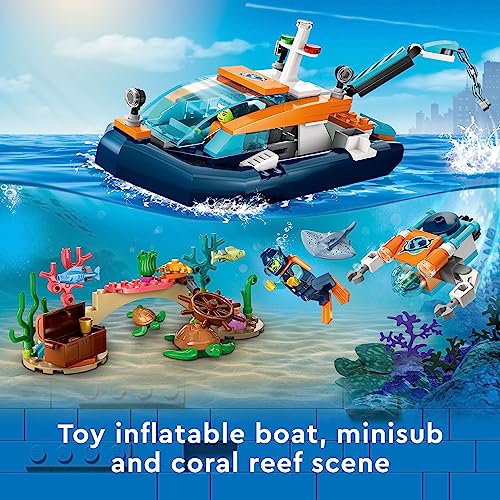 LEGO City Explorer Diving Boat 60377 Ocean Building Toy, Includes a ...