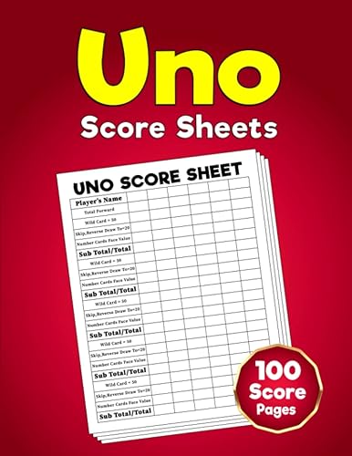 Uno Score Sheets: Uno Game Score Card in Only One Place ! Uno Score ...