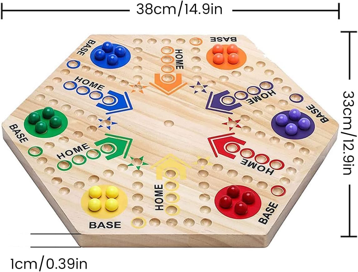 Marbles Board Game Wooden Fast Track Board Game Double-Sided Wahoo ...