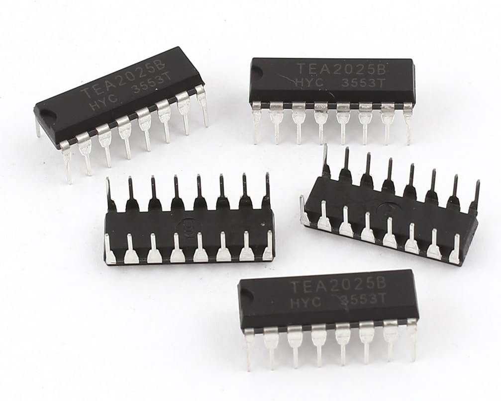 IIVVERR 5 Pcs TEA2025 TEA2025B DIP-16 Stereo Audio Power Amplifier IC 9-12V (5 Unids TEA2025 ...