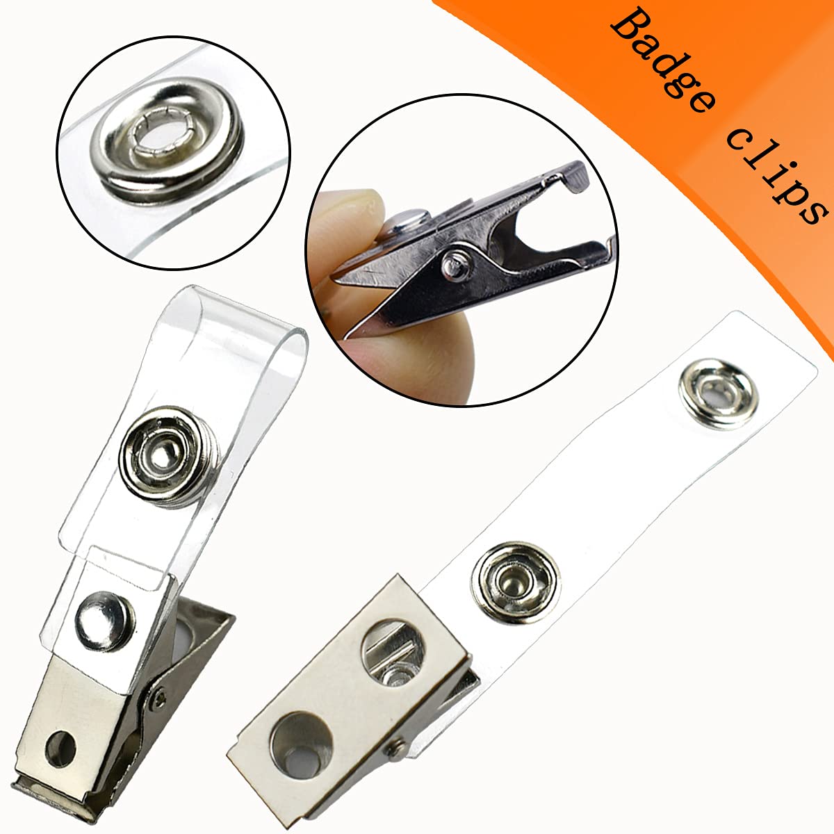 Mua 25Pcs Metal Badge Clips with Clear PVC Straps for ID Cards, Name ...