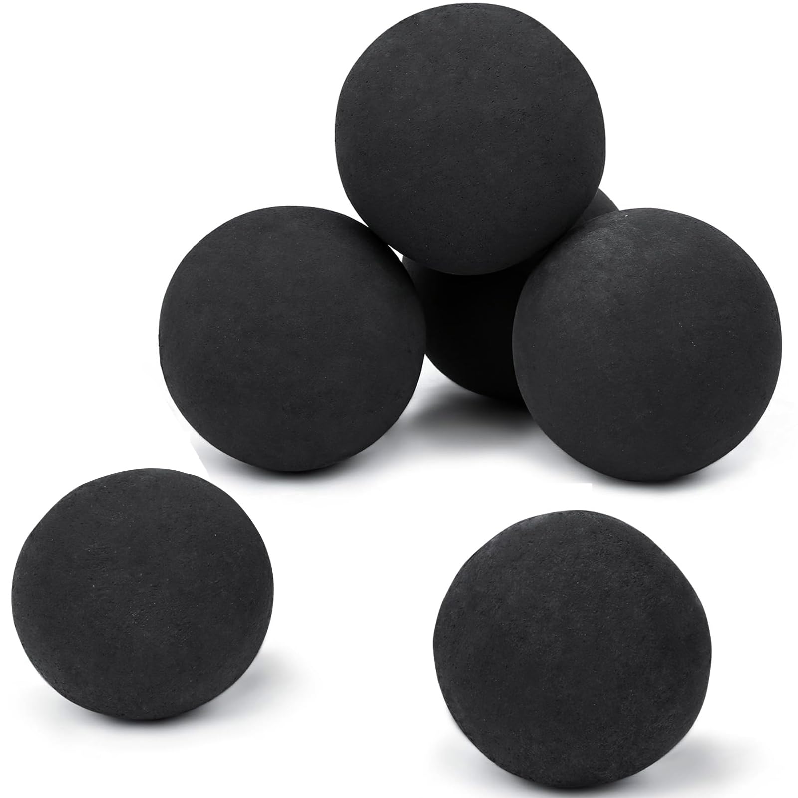 GRISUN Black Round Ceramic Fire Balls for Fire Pit, 5 Inch Tempered ...