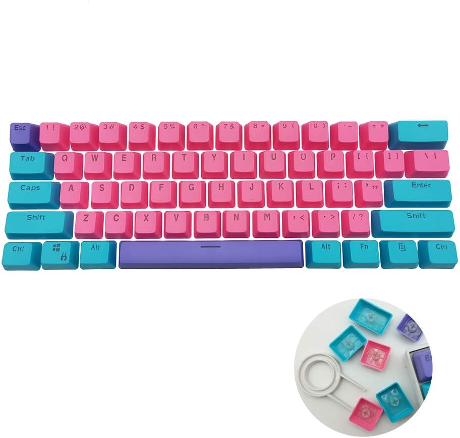 WHYSP 61 PBT Purple Keycaps for 60 Percent Keyboard, Ducky One 2 Mini ...