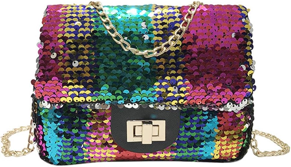Sequin Crossbody Purse Shoulder Bags Rainbow Stylish Handbag Reversible ...