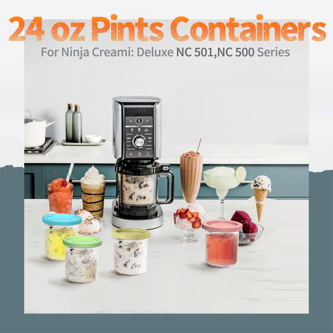 Mua 4 Piece Blue Plastic Ice Cream Container | Ninja Creami Deluxe ...