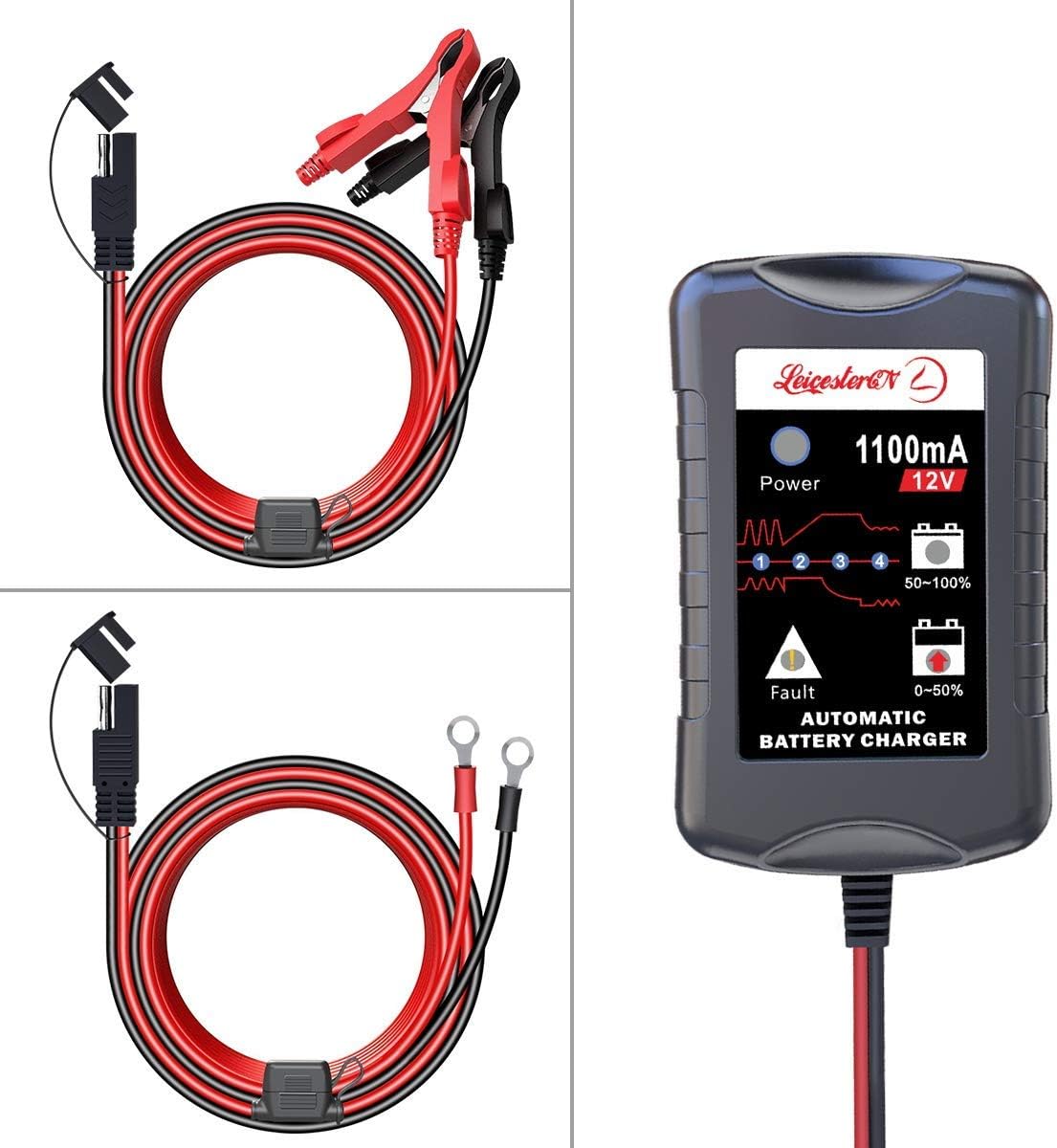 Amazon.com: LEICESTERCN 12V Battery Trickle Charger Maintainer Portable ...