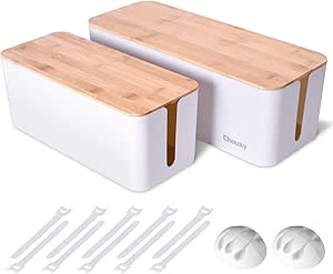 Amazon.com: 2 Pack Large Cable Management Box – Wooden Style Cord ...