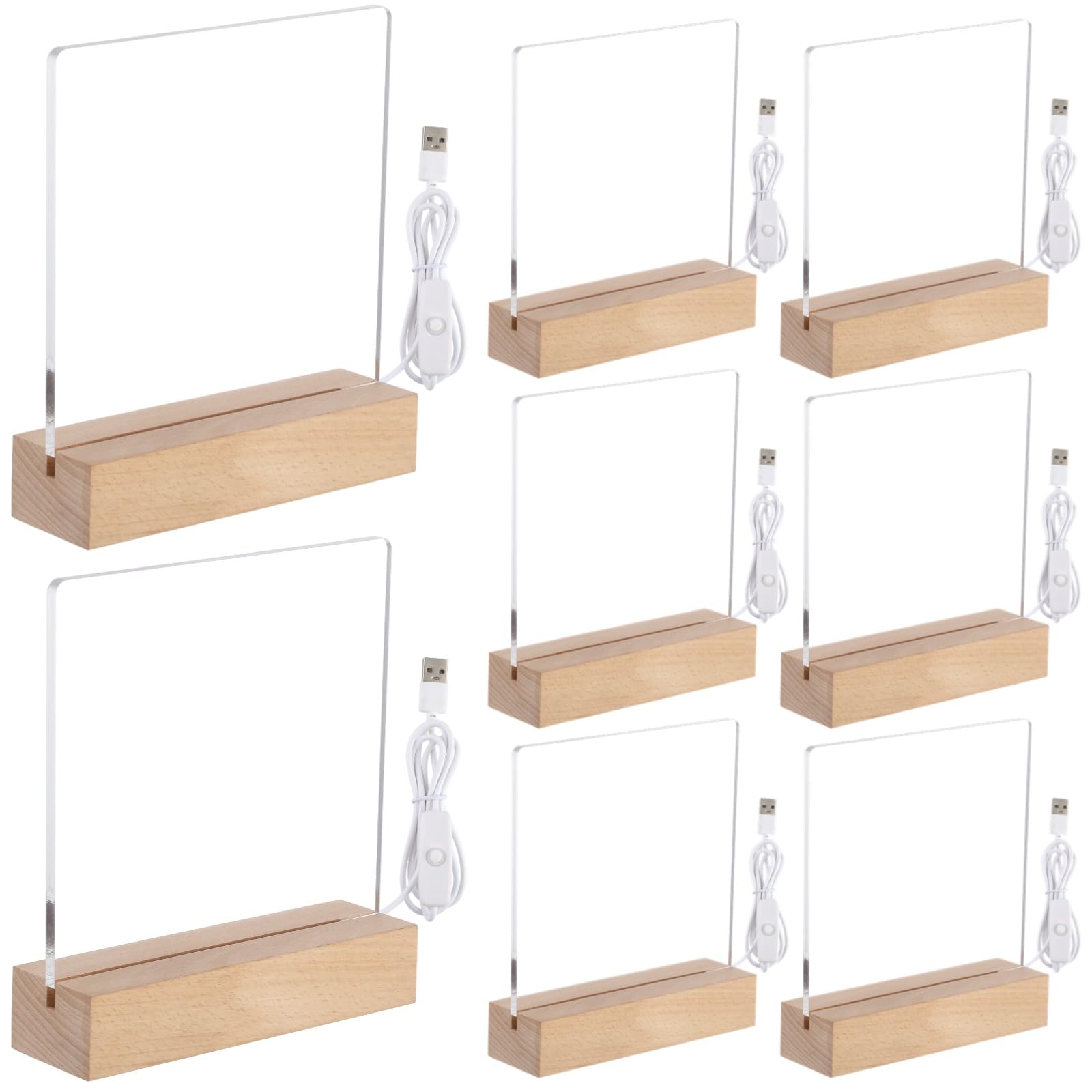 Lnrueg Led Wooden Acrylic Light Base and Blanks (8) 7''Led Acrylic ...