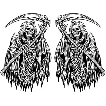 Amazon.com: Ripped / Torn Metal Look Decals With Gray Skulls: Automotive