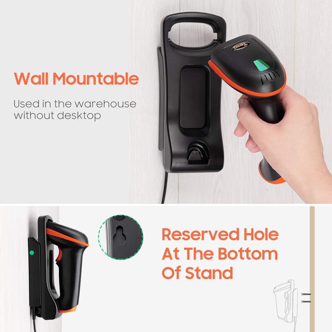 Tera 2D QR Barcode Scanner USB with Adjustable Folding Stand and ...