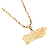 Amazon.com: Stainless Steel Puerto Rico Map Pendant Necklaces Puerto ...