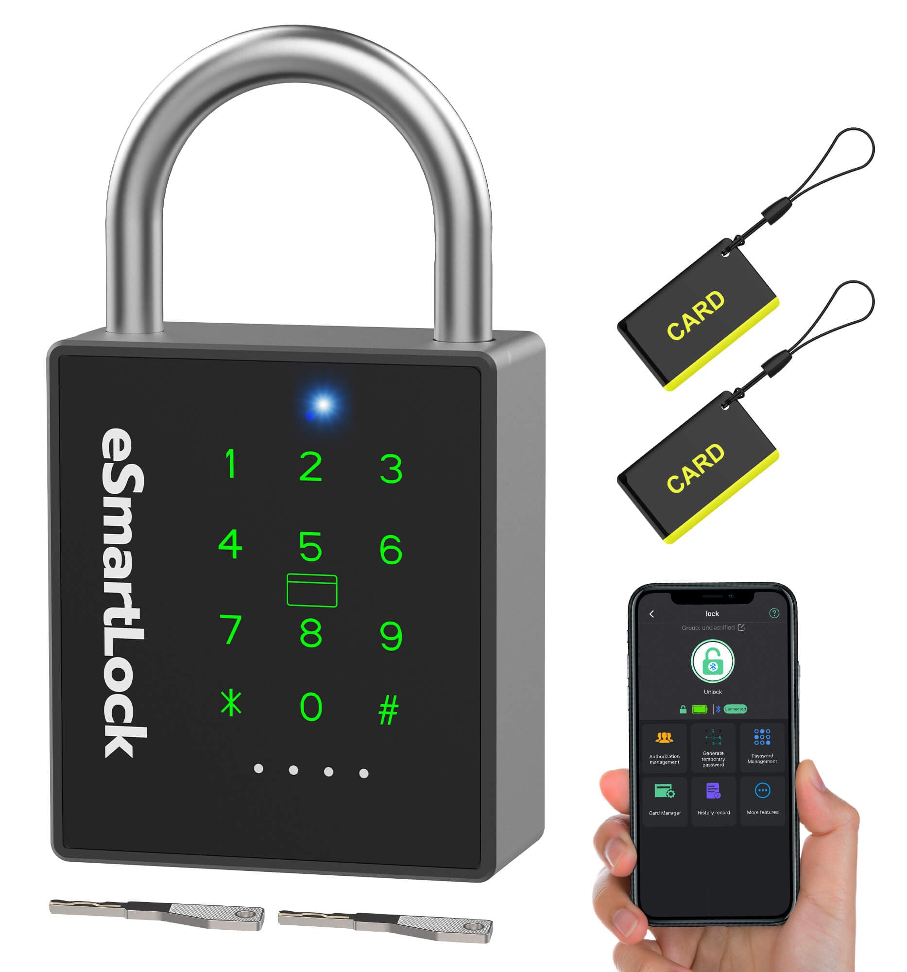 eLinkSmart Heavy Duty Smart Padlock with Key, Pad Lock with Code Keypad ...