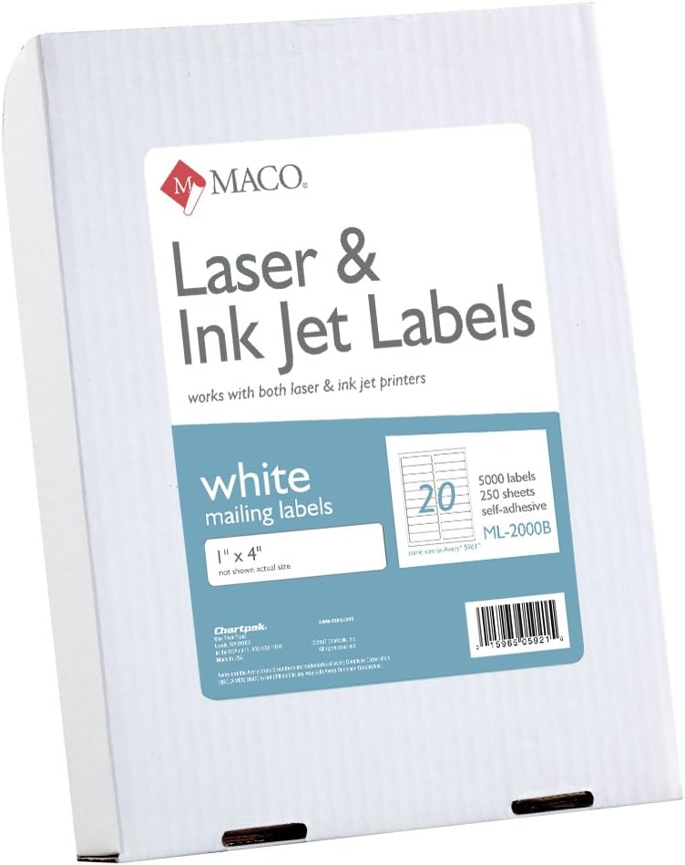 MACO ML-2000B - Etiquetas de impresora (25.4 mm x 10.2 mm, USA): Amazon ...