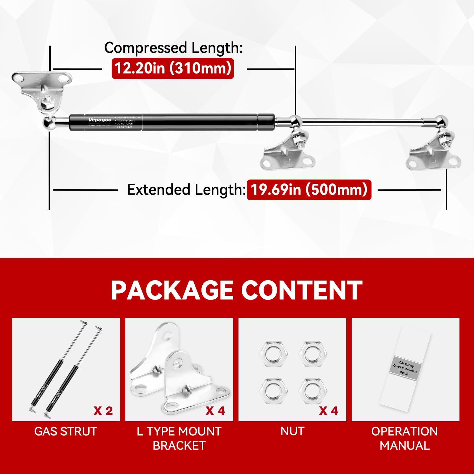 Mua Vepagoo Gas Struts 20 Inch 100 lb / 445N Shock for Heavy Lid, RV ...