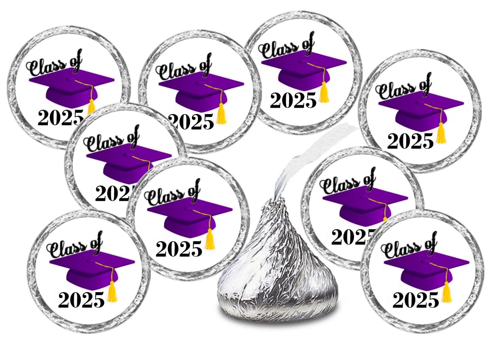 216 Graduation Party Cap Class of 2025 Kisses Stickers Labels, Grad ...