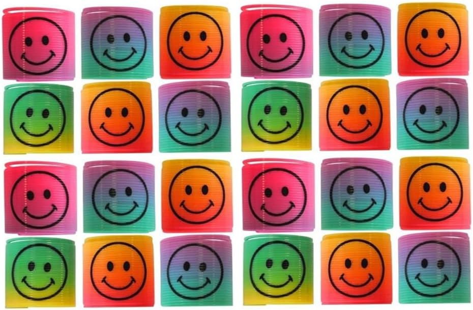 G4GADGET Heavy Duty Mini Slinky Smiley Face Springs Rainbow Smiley Face ...