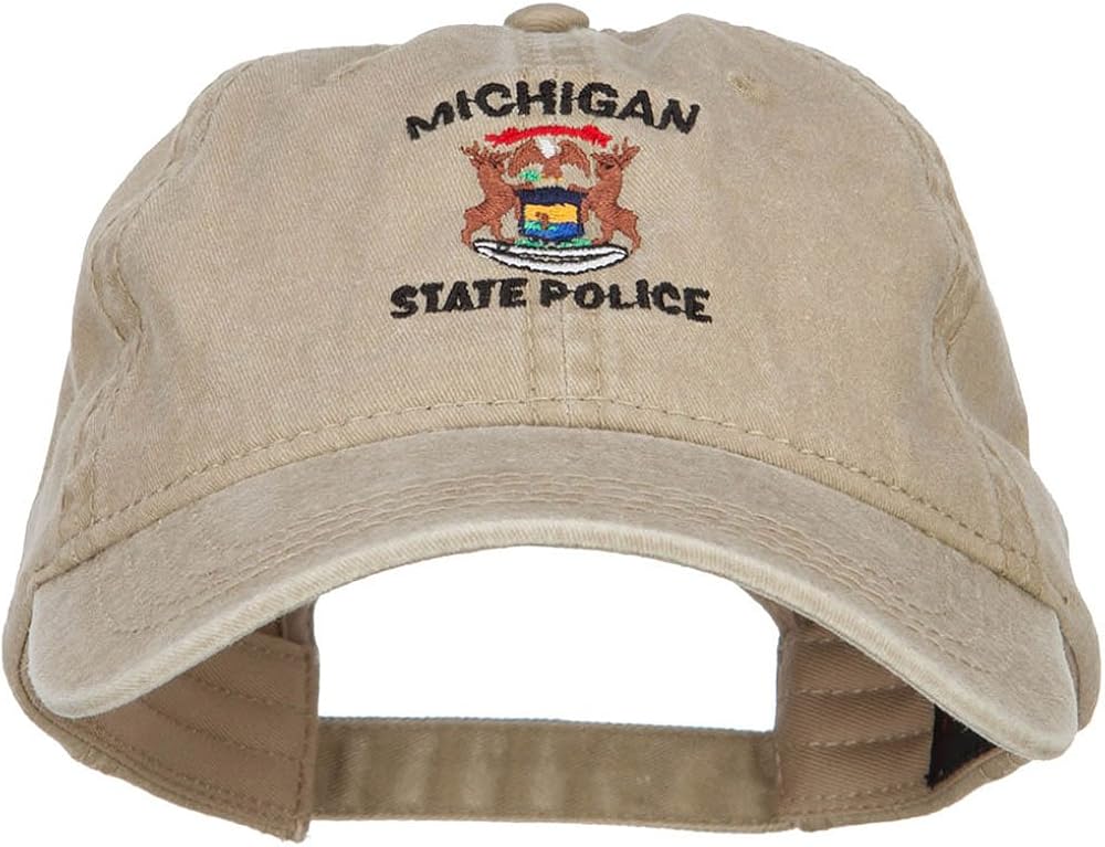 e4Hats.com Michigan State Police Embroidered Washed Cap - Khaki OSFM at ...