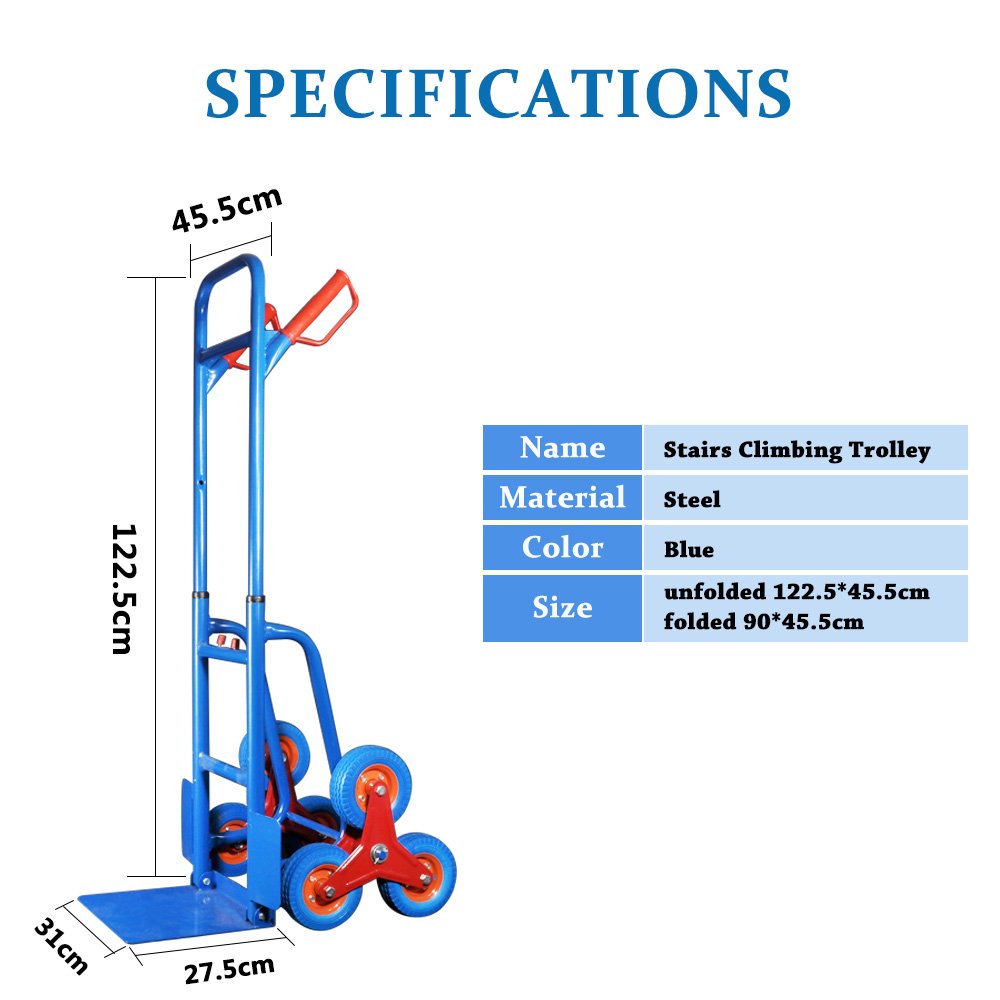 Stair Climber Hand Truck, SOLID RUBBER TIRES-440LBS Barrow Hand Truck ...