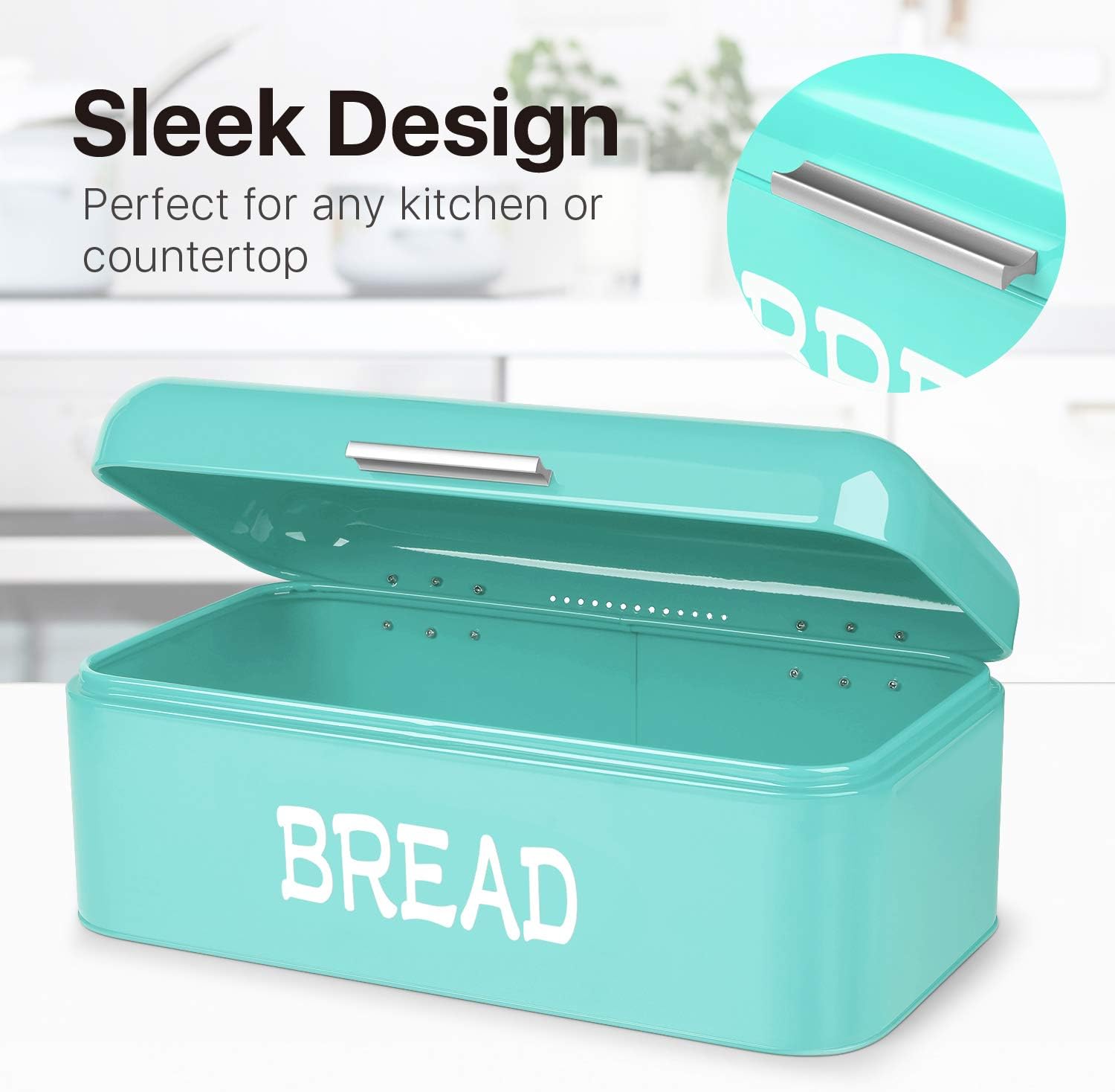 Flexzion Vintage Metal Bread Box for Kitchen Counter, Bread Bin Storage ...