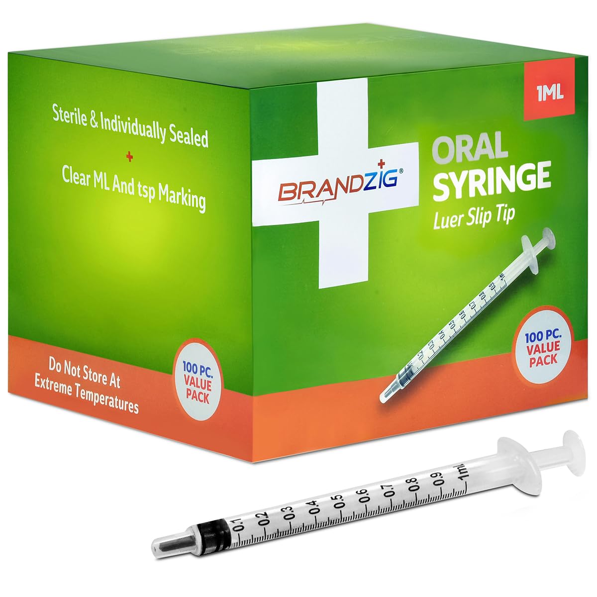1ml Oral Syringe - 100 Pack – Luer Slip Tip, No Needle, Sterile ...