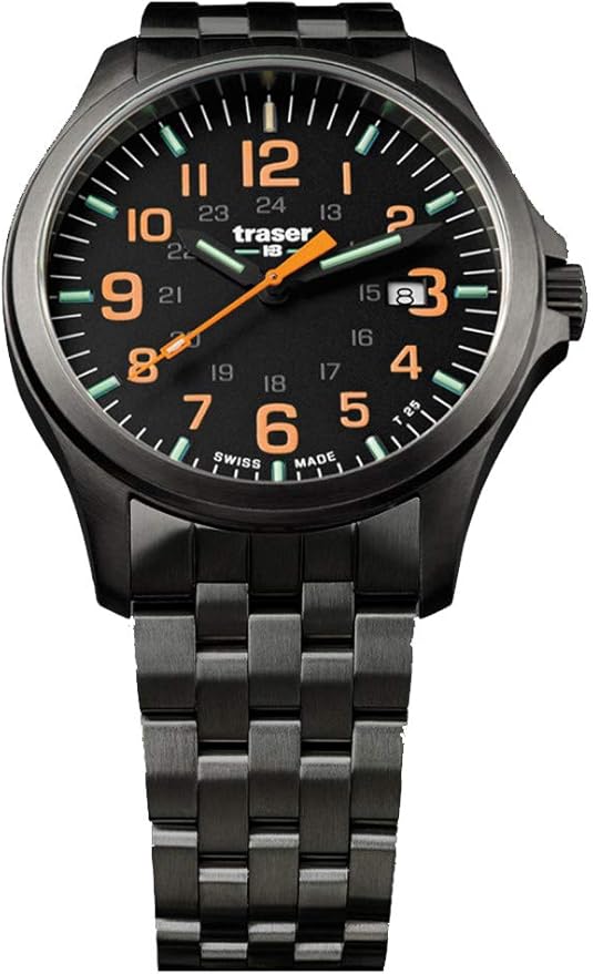 Traser H3 P67 Officer Pro Gunmetal Black/Orange Tactical Watch Military ...