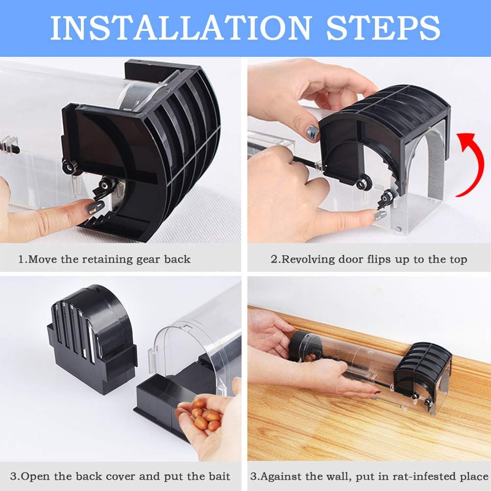 QLOUNI Humane Mouse Trap, Rat and Mice Trap, Rodent Trap No Kill Alive ...