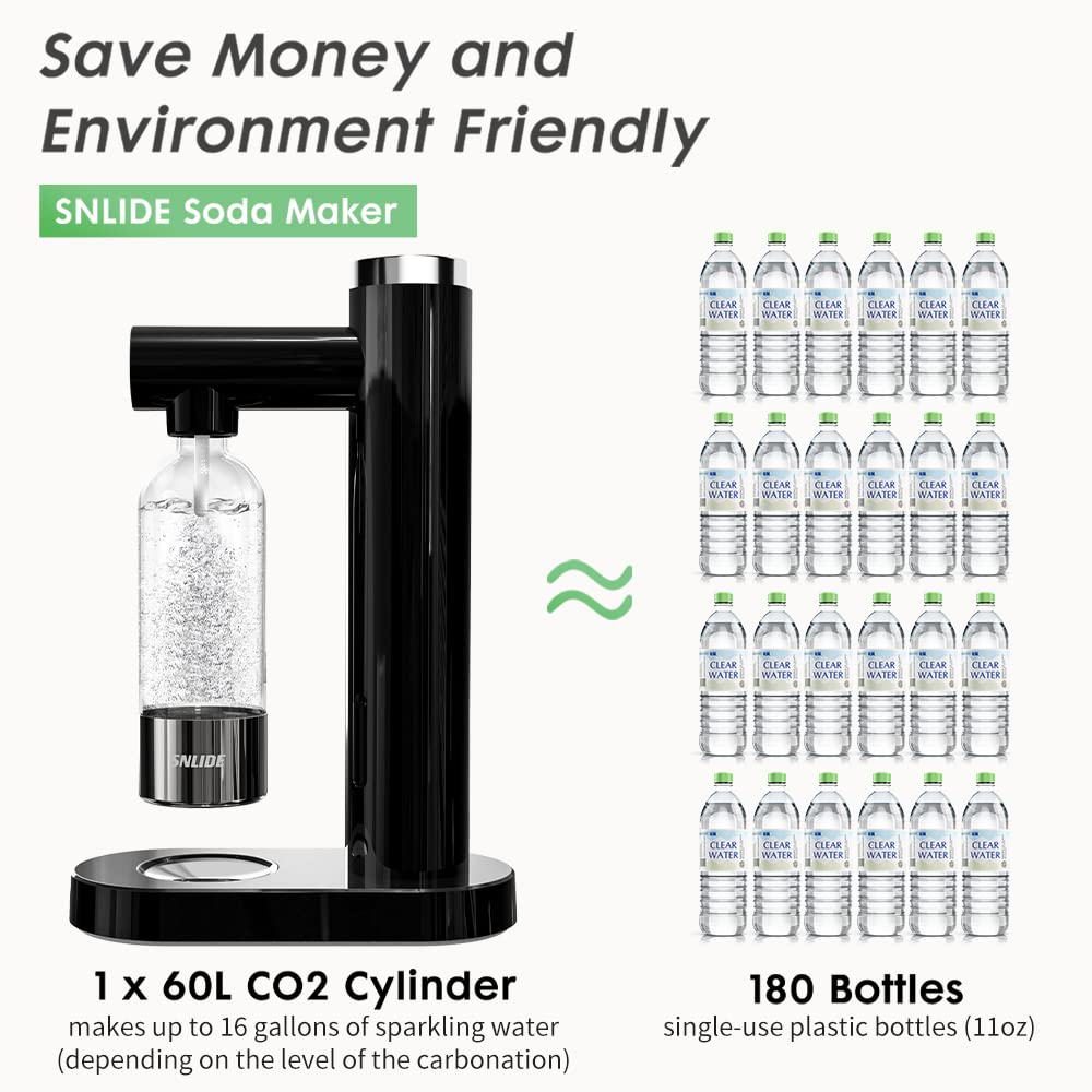 SNLIDE Soda Maker, With Aluminium Cylinder With CO2, Soda Water Machine With 1L Pet Bottle & DIY ...