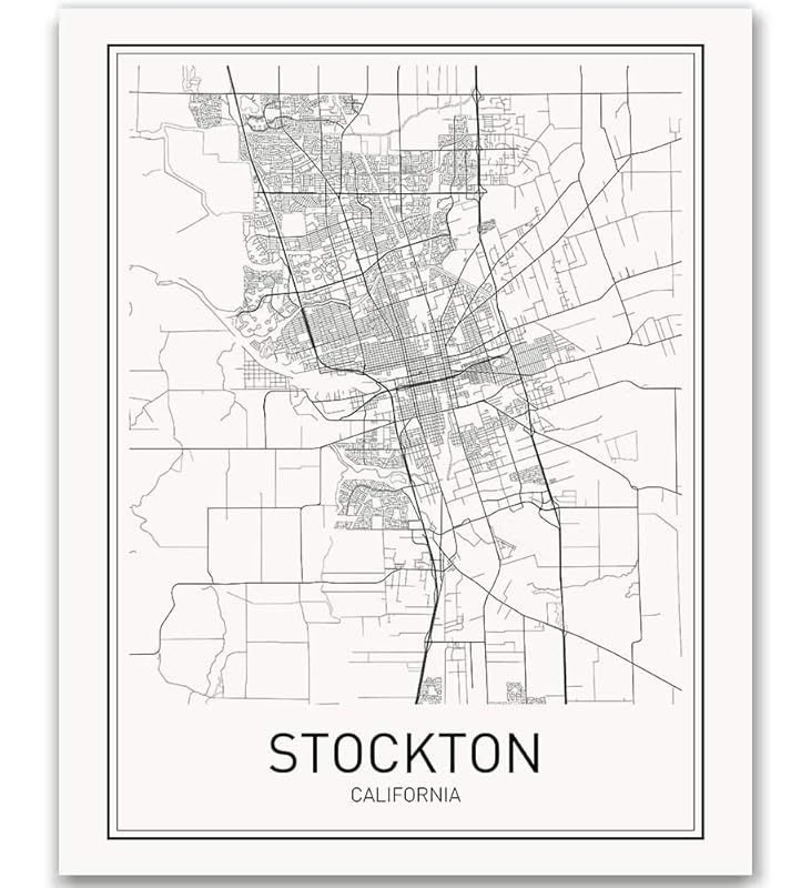 Amazon.com: Stockton Poster Stockton Map of Stockton City Map Posters ...