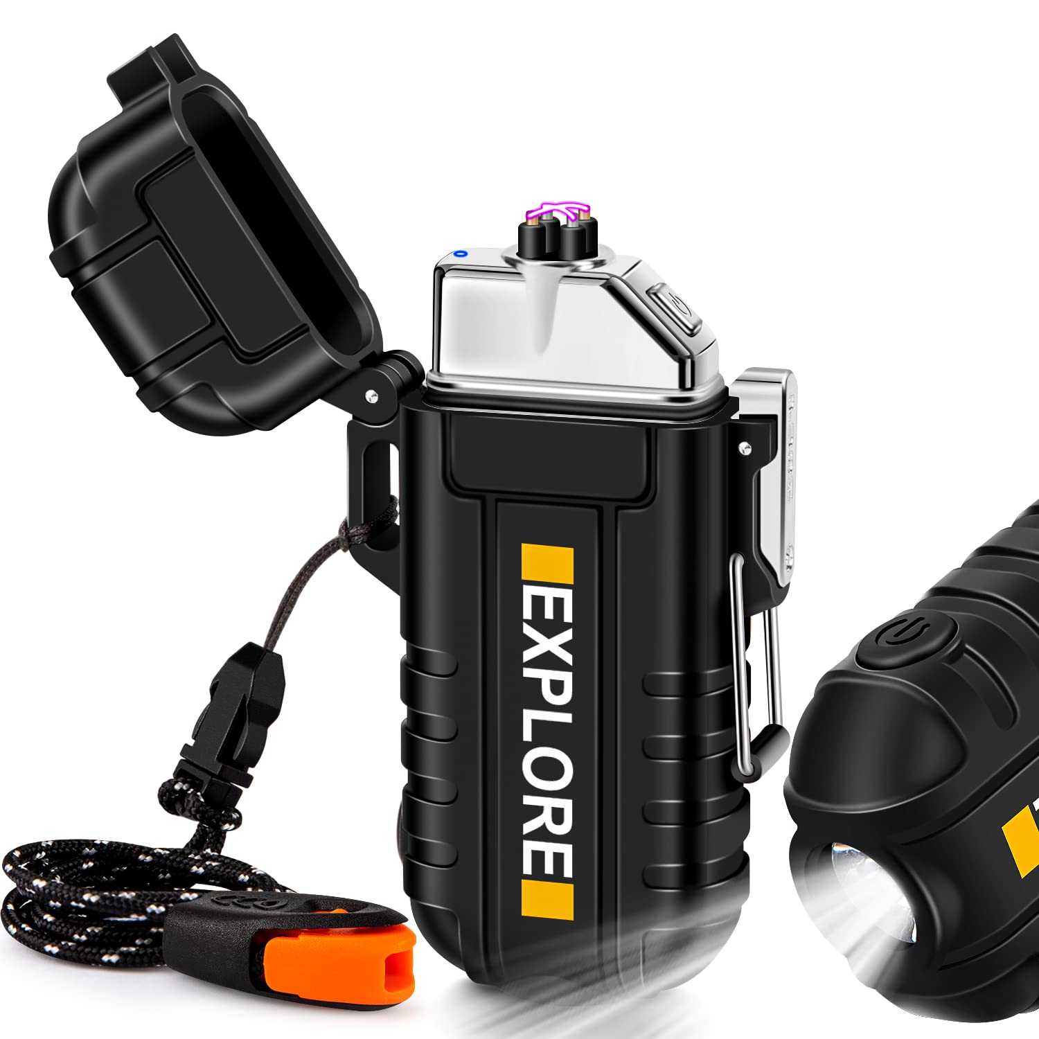 LcFun Waterproof Electric Dual Arc Lighter USB Type C Rechargeable ...