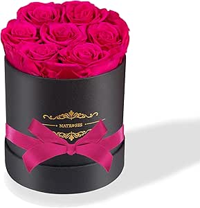 Amazon.com : NATROSES Preserved Roses in a Round Box Roses That Last Up ...