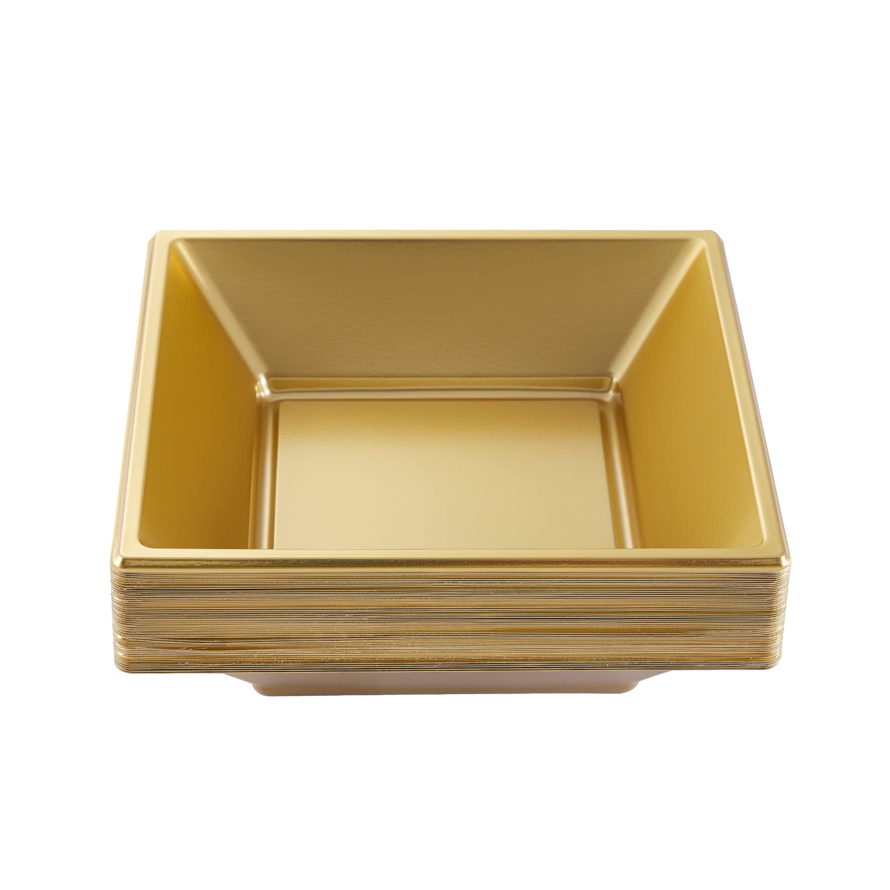 N9R 50 Count Gold Square Plastic Serving Bowls, 12 Oz Disposable Square ...