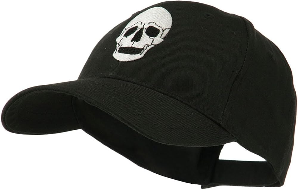 e4Hats.com Halloween Skeleton Skull Embroidered Cap - Black OSFM at ...