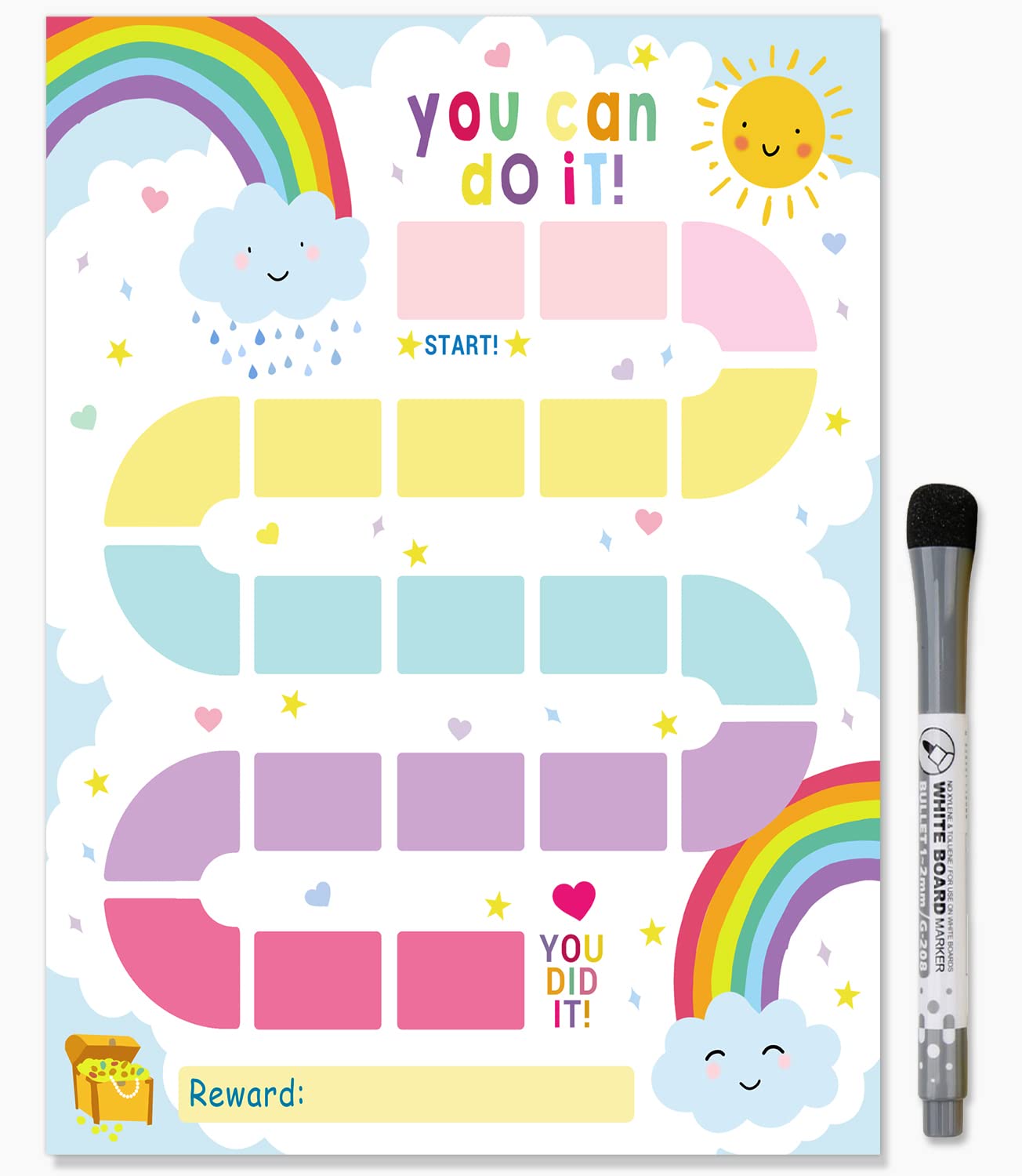 Mua Rainbow Magnetic Dry Erase Chore Chart for Kids, Rainbow Task ...