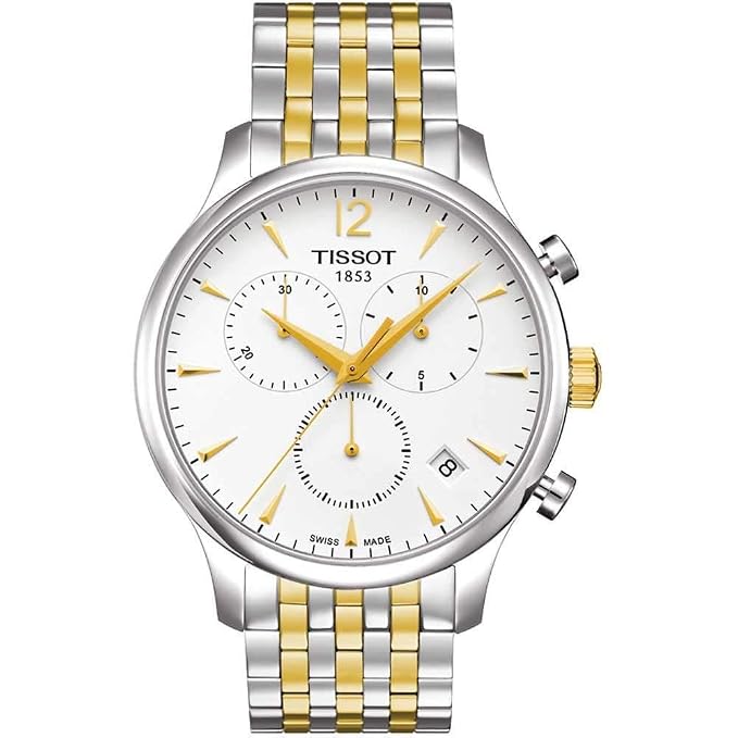 Buy Tissot T-Classic Tradition Chronograph White Dial Gold, Silver Tone ...