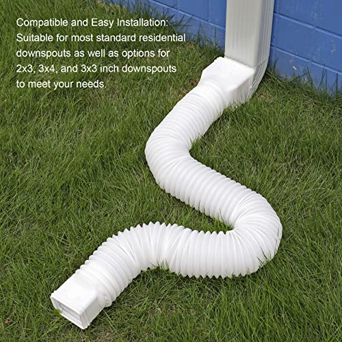 Plusgutter White-2pack Rain Gutter Downspout Extensions Flexible, Drain ...