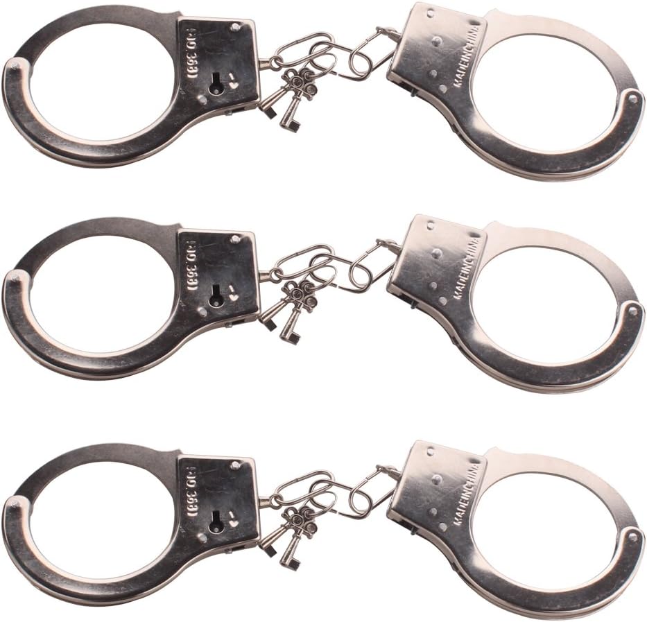 Amazon.com: HAZOULEN 3 Pack Kids Play Toy Metal Handcuffs with Key for ...