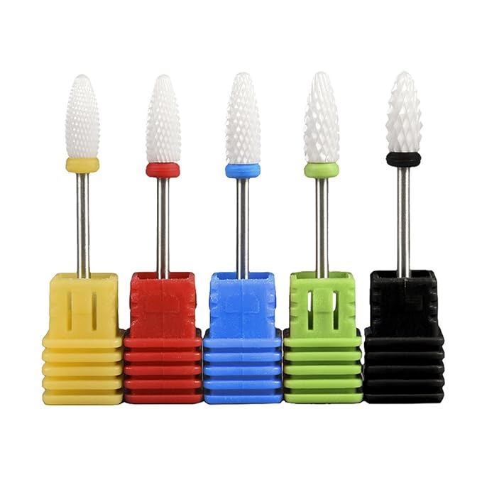 3/32" Ceramic Nail Drill Bits Set Pro Coarse Medium Fine Grit Manicure ...