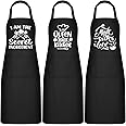 Amazon.com: Jeyiour Set of 3 Women Kitchen Aprons with Funny Quotes ...