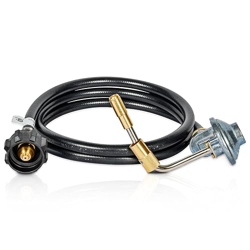 GasSaf 5 FT Propane Adapter Hose with Griddle Regulator, Griddle Gas ...